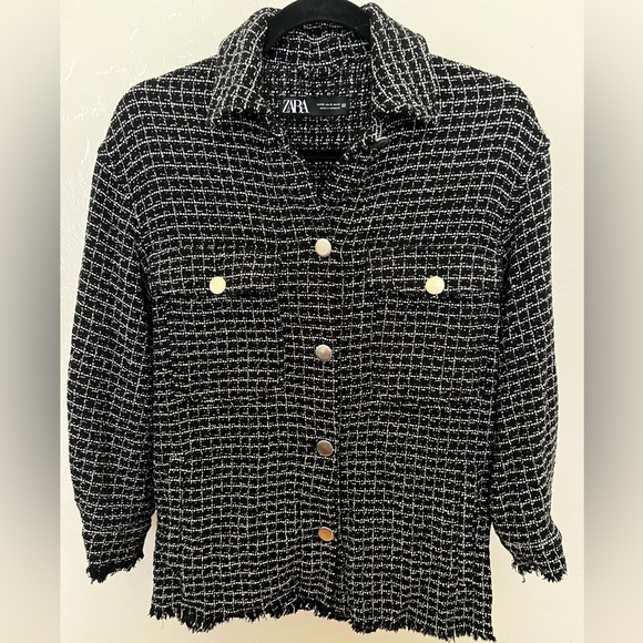 Zara | Jackets & Coats | Zara Oversized Tweed Knit Shacket | Poshmark